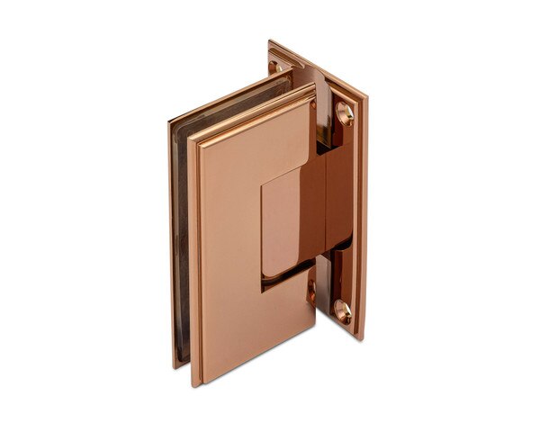Symphony Heavy Duty 90° Wall-Glass Hinge - Rose Gold PVD | Portals Luxury Hardware